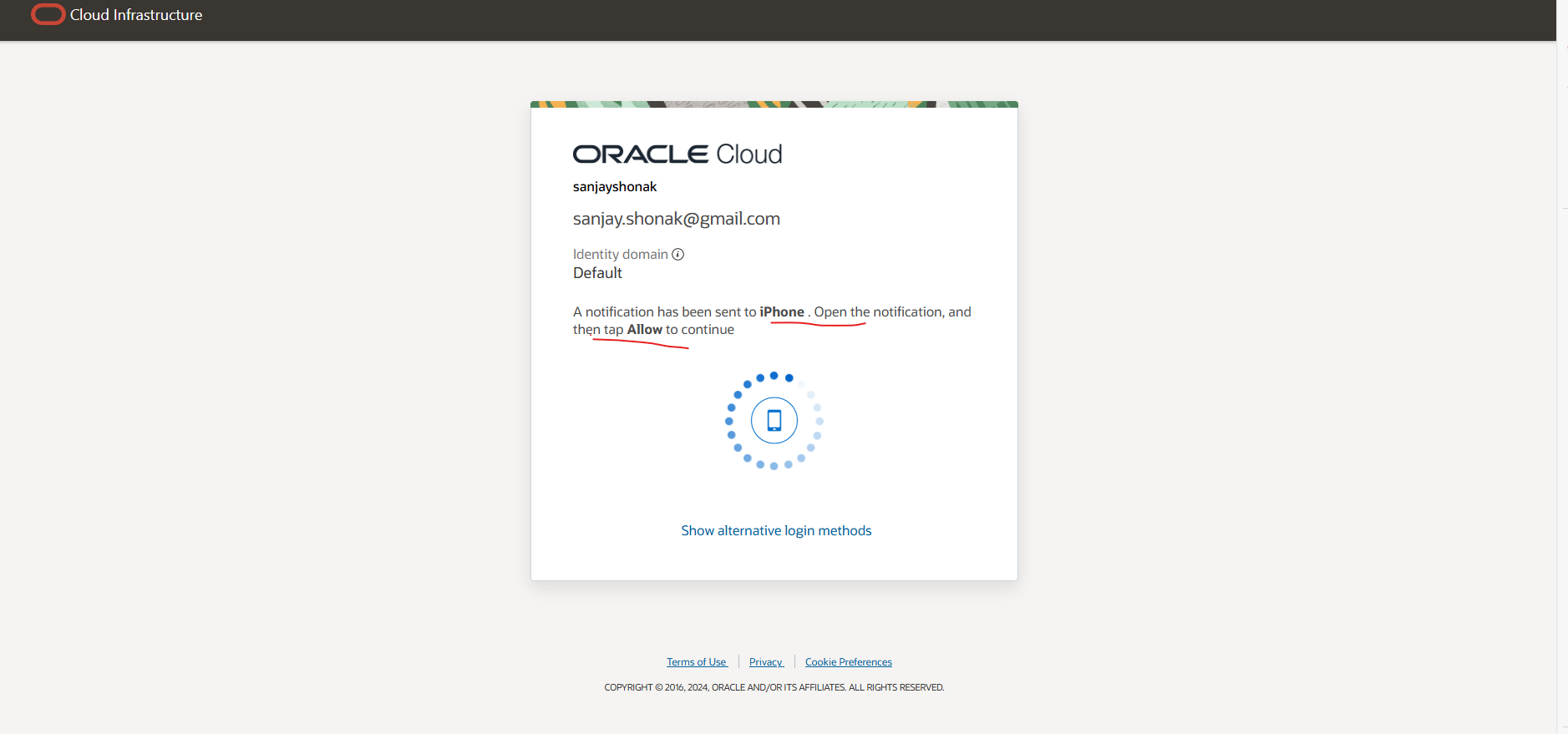 OCI Multifactor authentication.